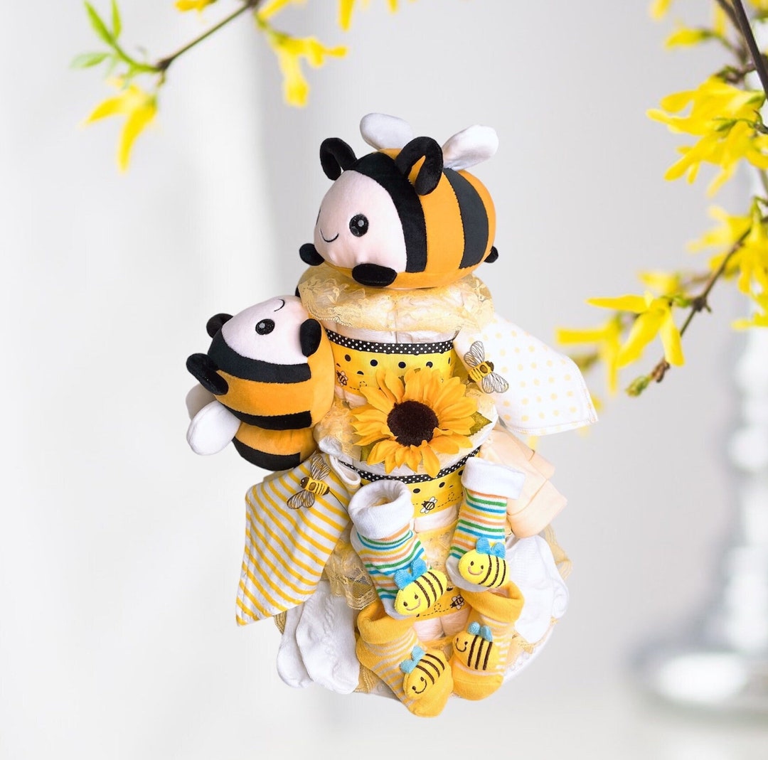 Twins Bumble Bee Diaper Cake: Baby Shower Centerpiece - Etsy