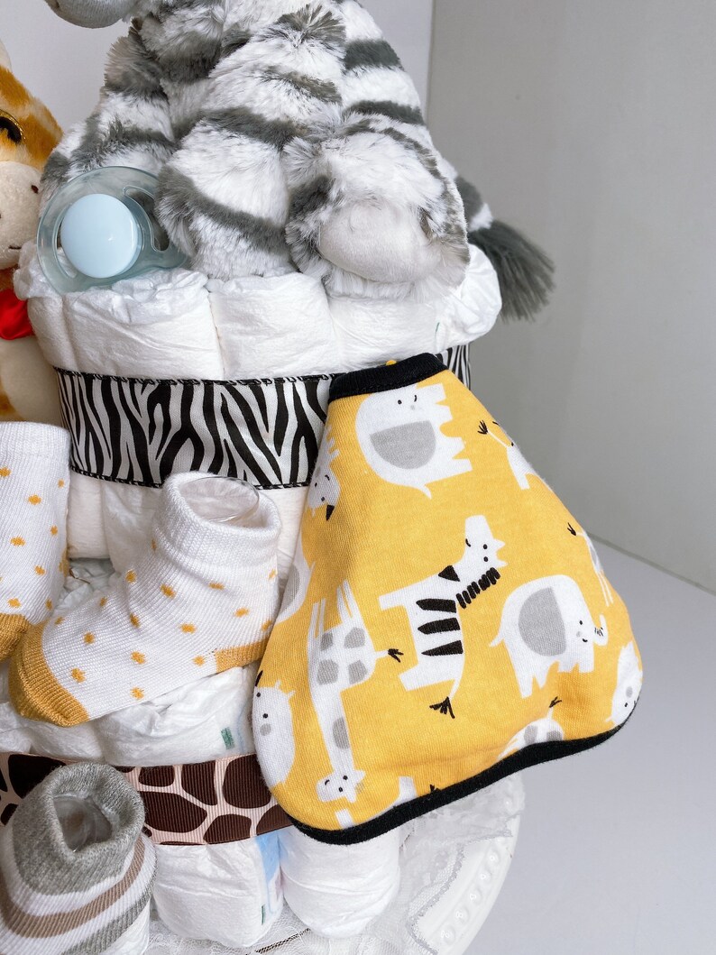 Twins Safari Diaper Cake Safari Themed Giraffe Zebra Diaper - Etsy