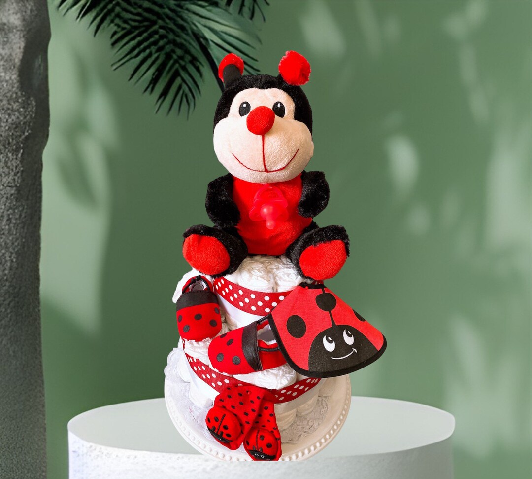 Ladybug Diaper Cake, Unisex Diaper Cake, Baby Shower Gift, Centerpiece ...