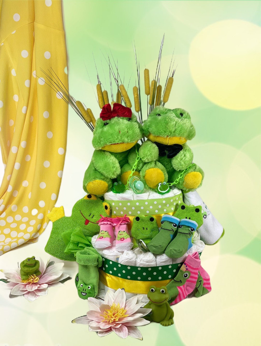 Twins Frog Diaper Cake, Twins Diaper Cake, Frog Diaper Cake ...
