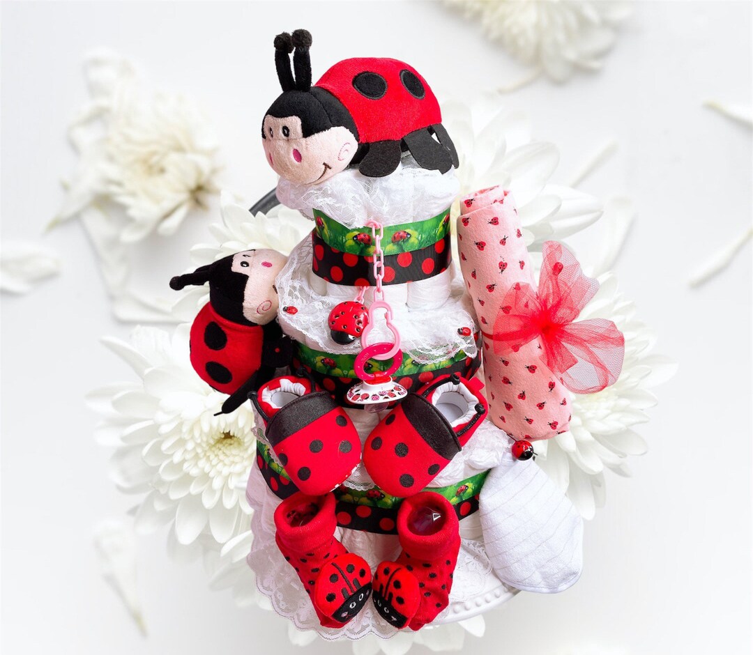 Ladybug Neutral Diaper Cake, Ladybug Baby Shower, Ladybug Themed ...