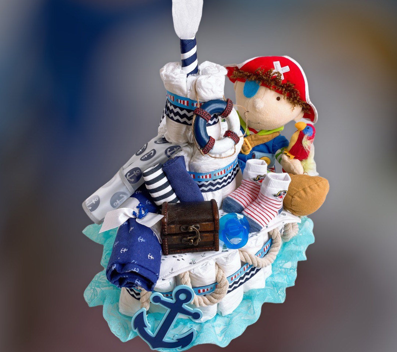 Pirate Ship Diaper Cake: Nautical Baby Shower Centerpiece - Etsy