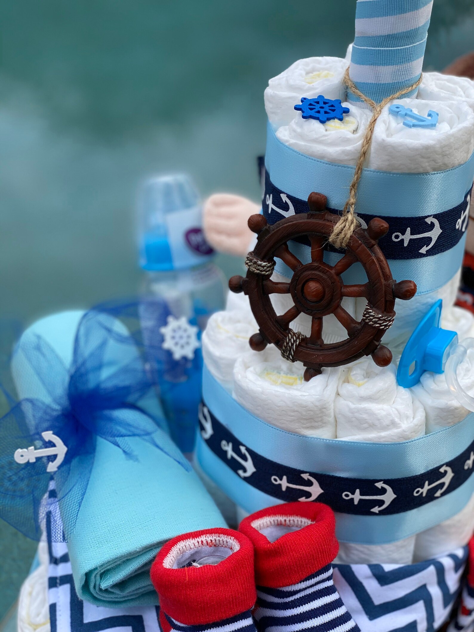 Nautical Diaper Cake Monkey Diaper Cake Nautical Themed - Etsy