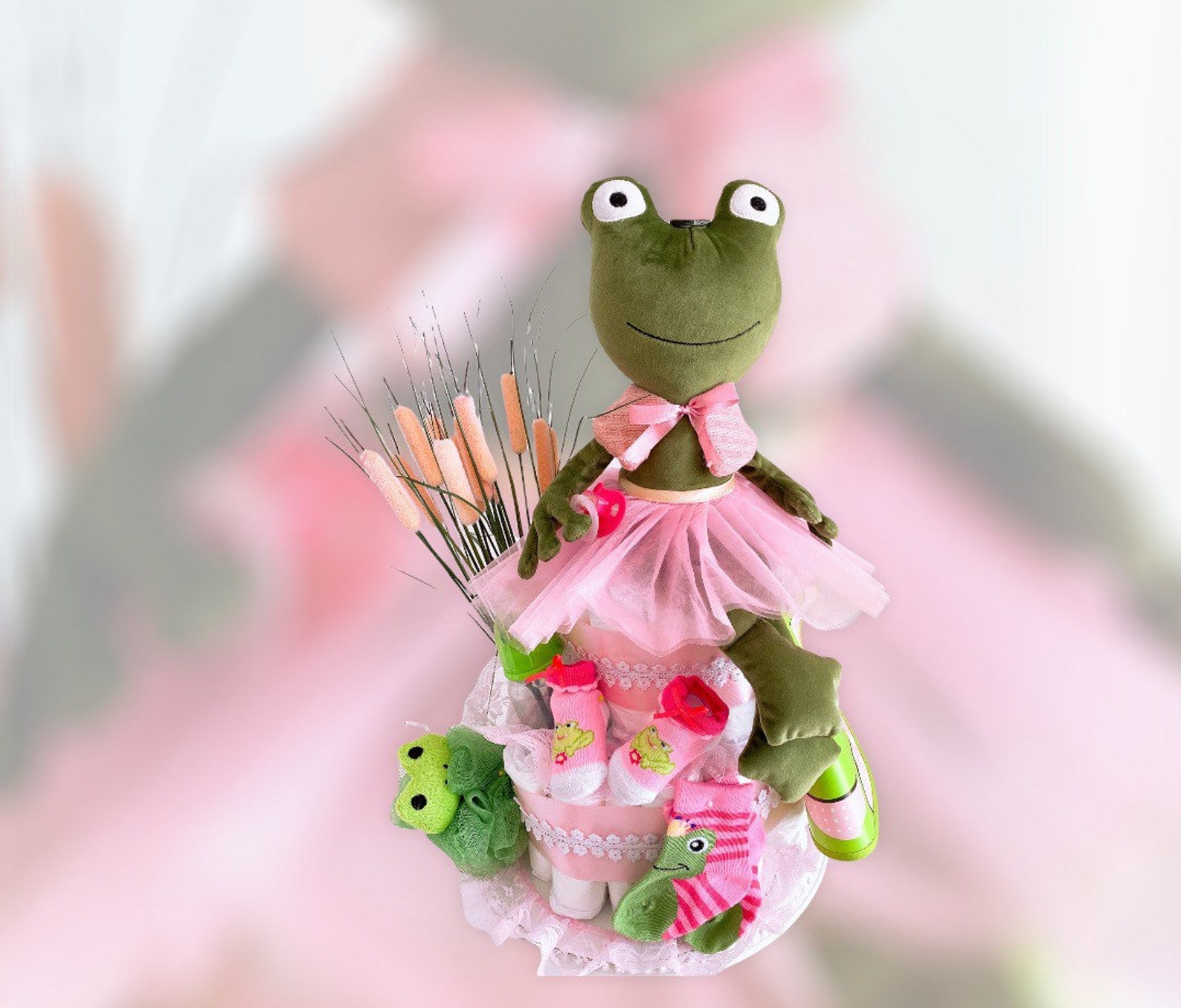 Frog Diaper Cake Frog Themed Frog Baby Shower Girl Diaper - Etsy