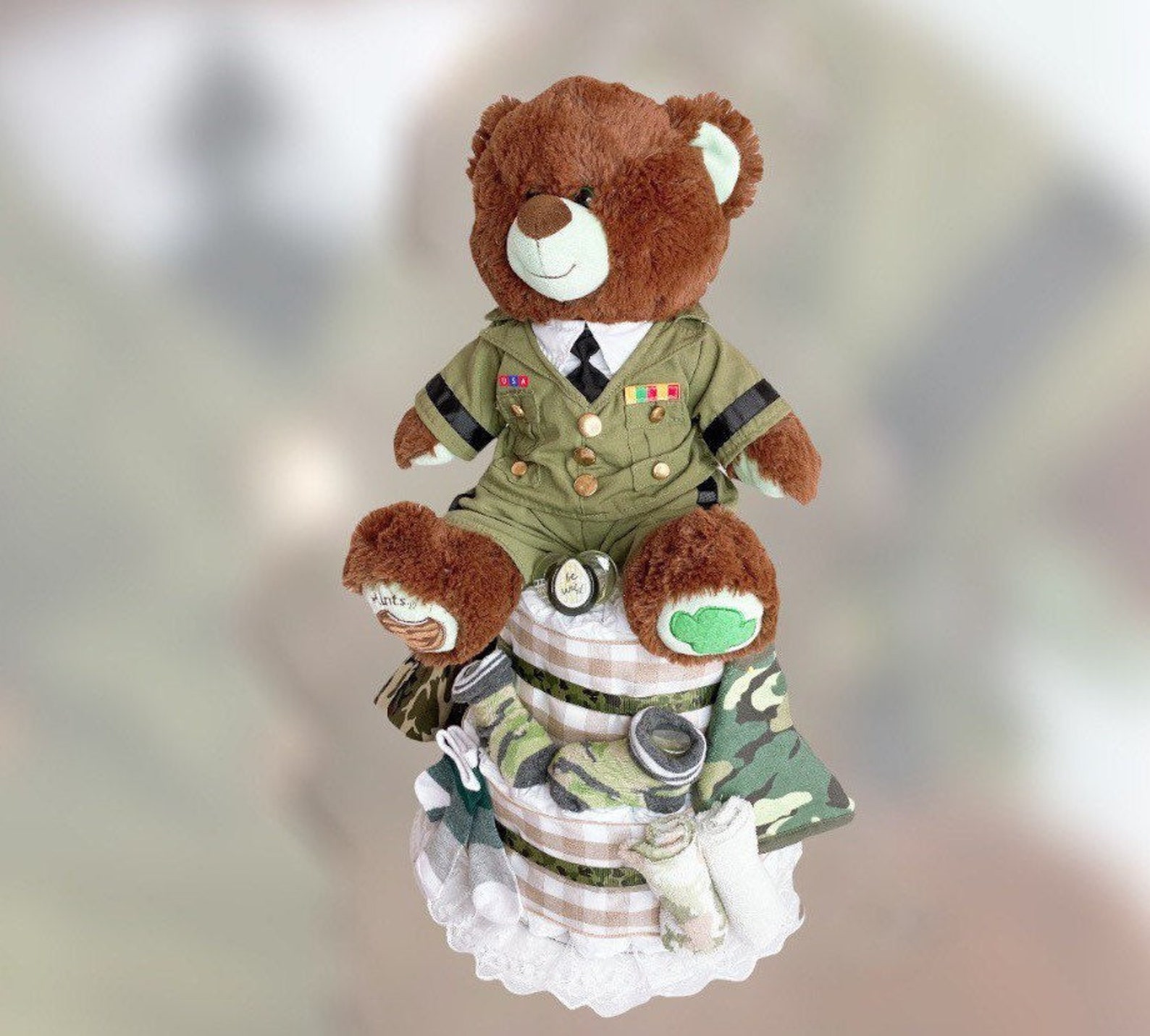 Teddy Bear Military Diaper Cake Military Themed Centerpiece - Etsy