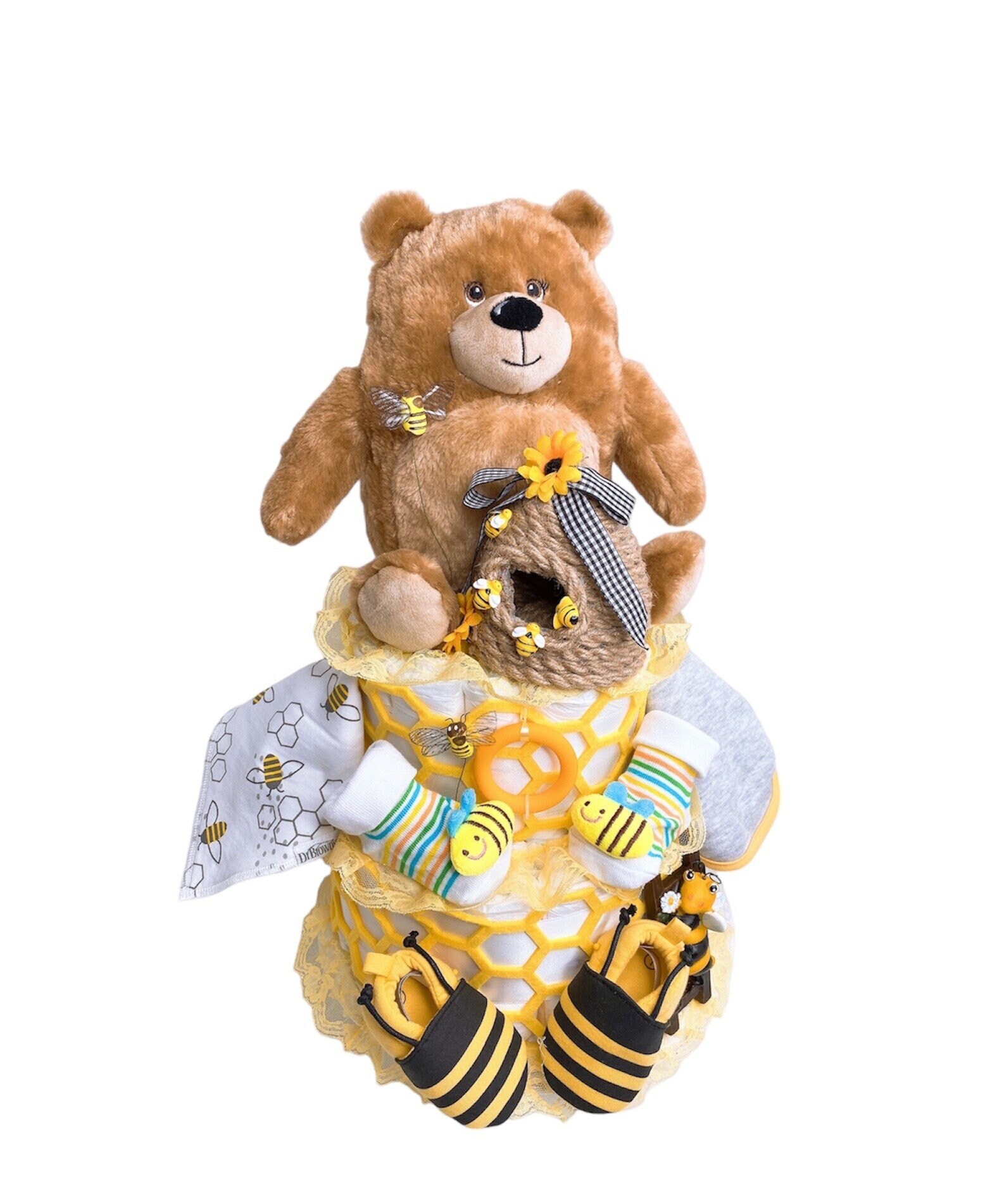 Honey Teddy Bear Diaper Cake Bee Diaper Cake Centerpiece - Etsy
