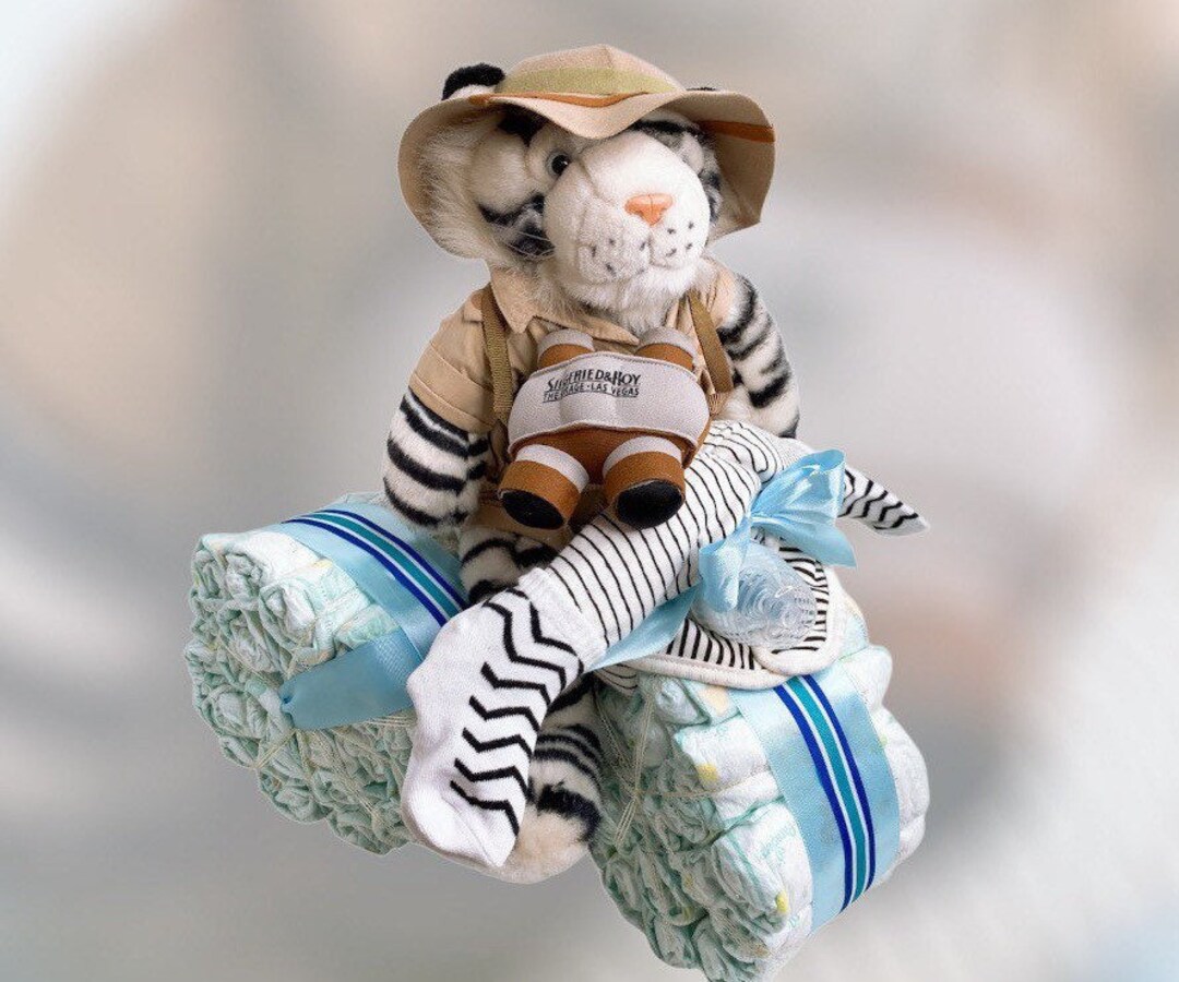 Motorcycle Diaper Cake, Tiger Plush, Baby Shower Centerpiece - Etsy