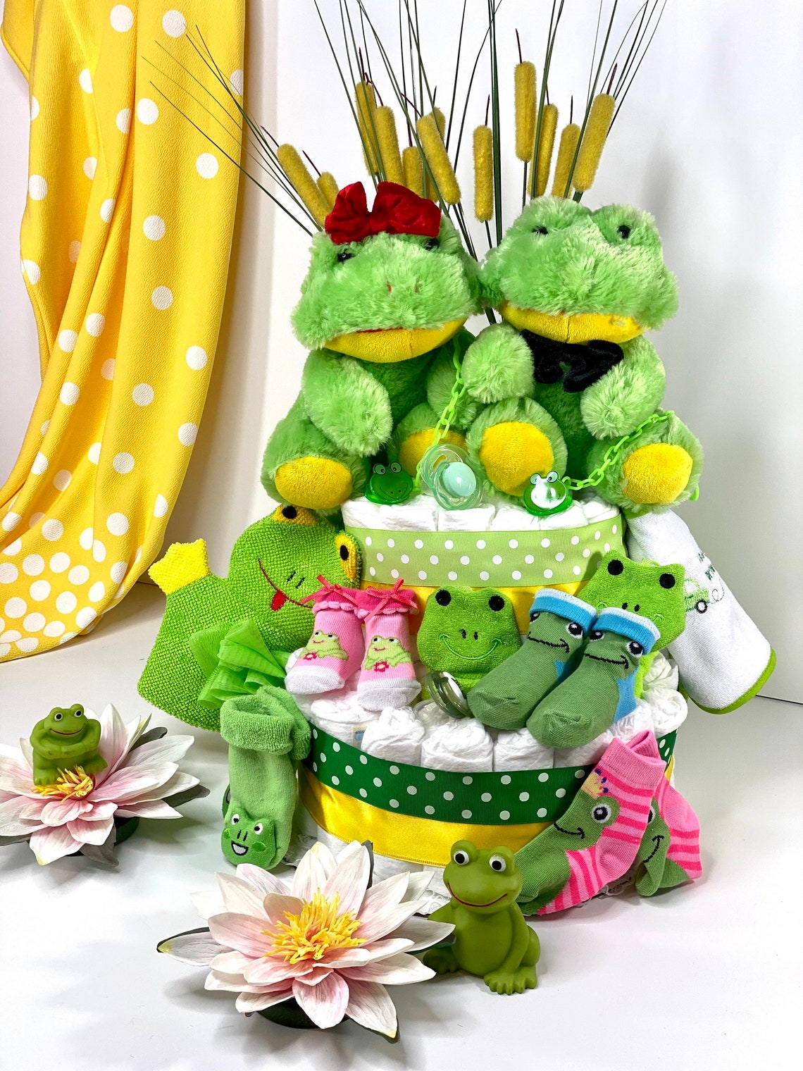 Twins Frog Diaper Cake Twins Diaper Cake Frog Diaper Cake - Etsy