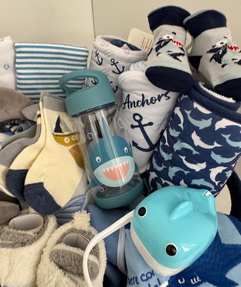 Shark Nautical Newborn Gift Basket Baby Boy Gift Box - Etsy