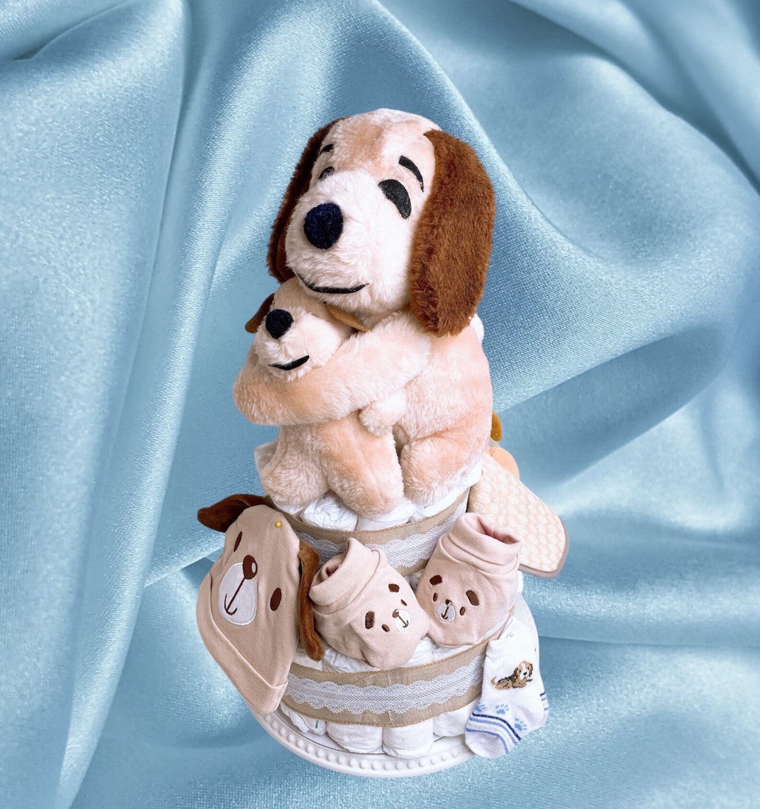 Puppy Diaper Cake: 2-tier Dog Baby Shower Centerpiece - Etsy