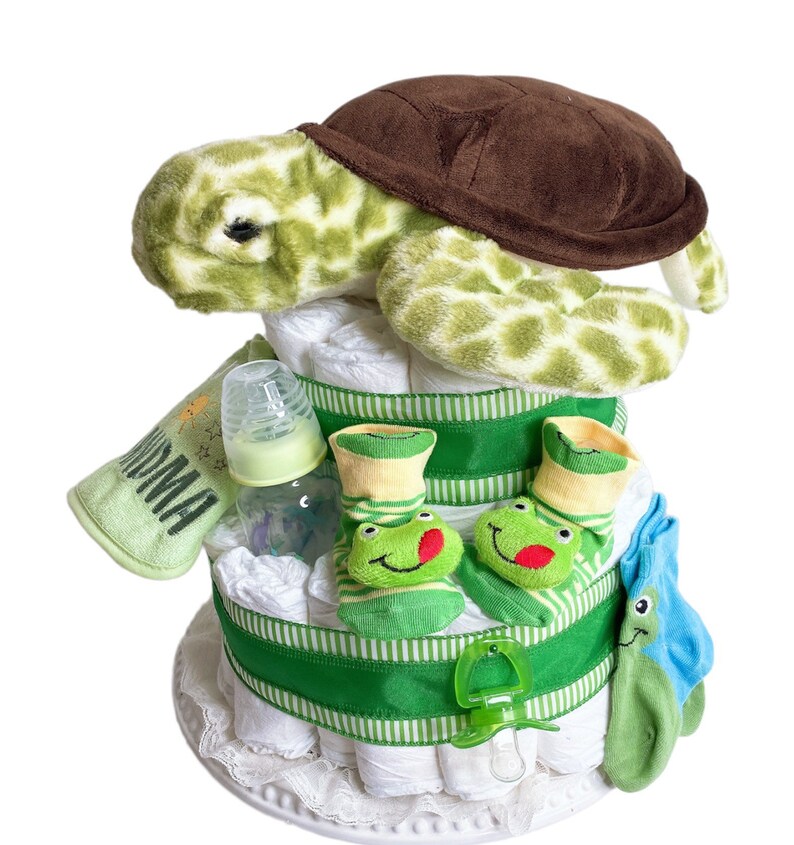 Turtle Diaper Cake Turtle Themed Turtle Baby Shower - Etsy