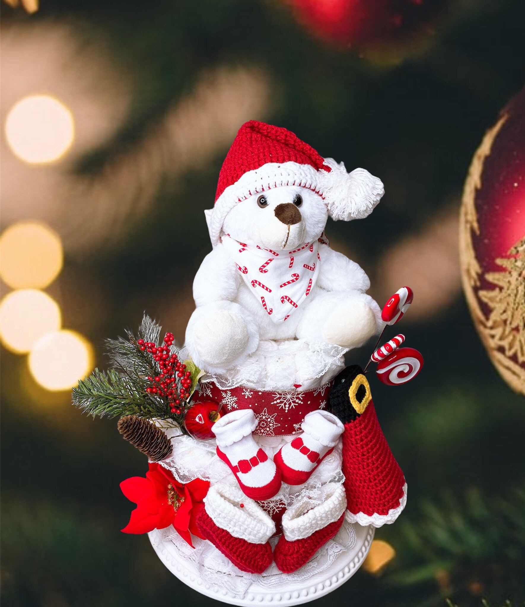 Girl Christmas Diaper Cake Christmas Baby Shower Christmas - Etsy