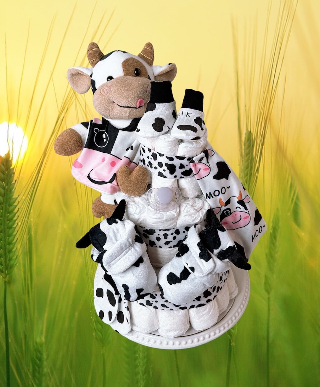 Cow Diaper Cake, Farm Baby Shower, Farm Theme, Centerpiece - Etsy