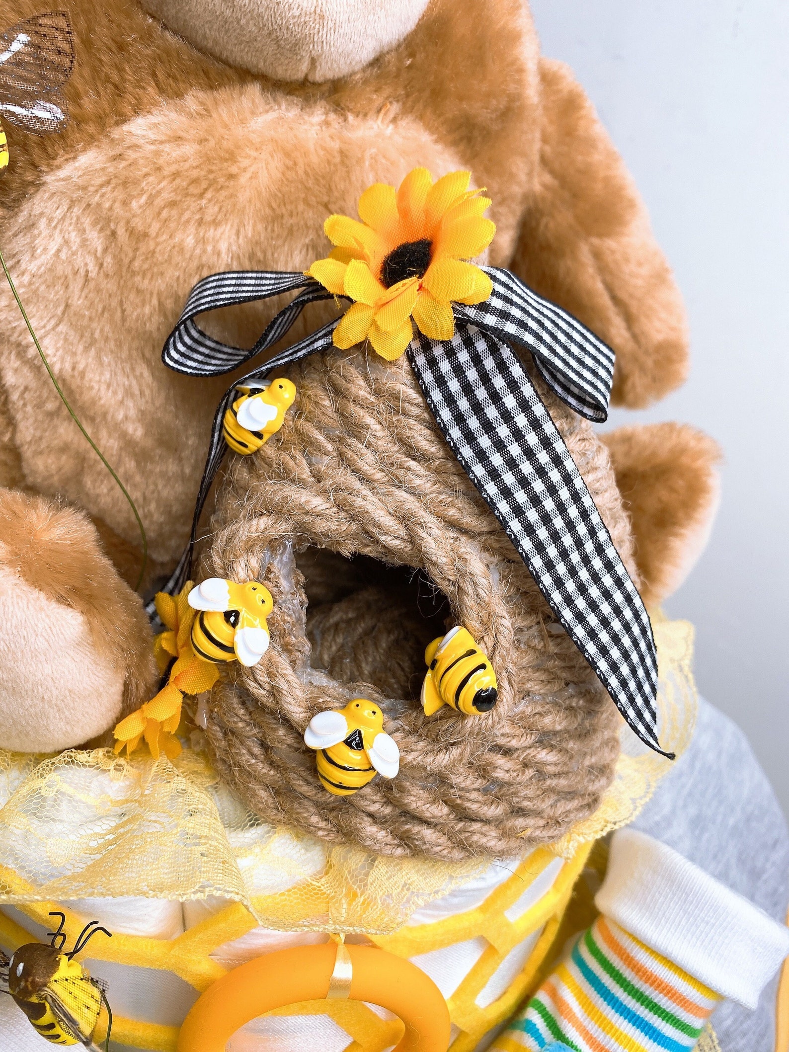 Honey Teddy Bear Diaper Cake Bee Diaper Cake Centerpiece - Etsy