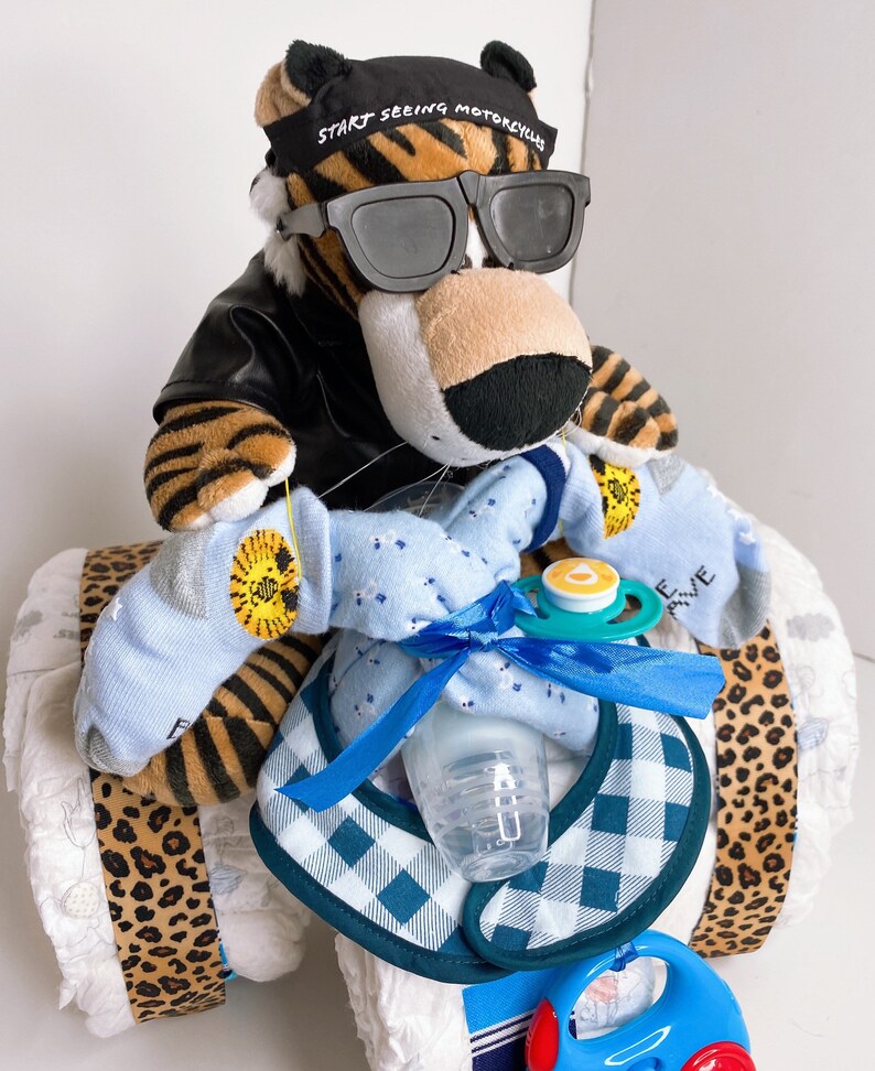 Motorcycle Tiger Diaper Cake Boy Diaper Cake Centerpiece - Etsy