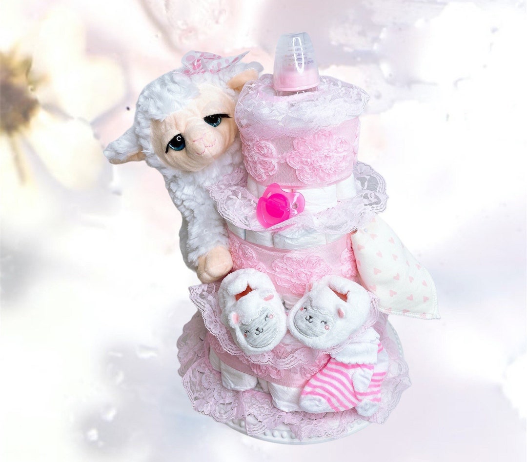 Lamb Diaper Cake, Lamb Girl Diaper Cake, Easter Diaper Cake ...