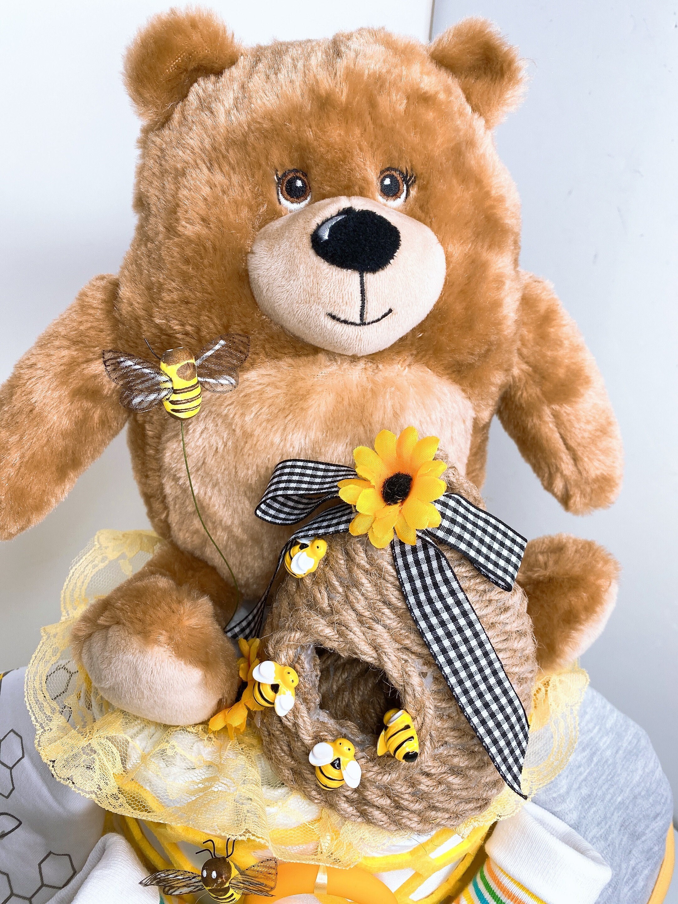 Honey Teddy Bear Diaper Cake Bee Diaper Cake Centerpiece - Etsy