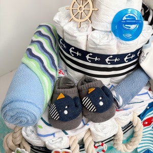 Ship Diaper Cake, Nautical Diaper Cake, Nautical Baby Shower ...