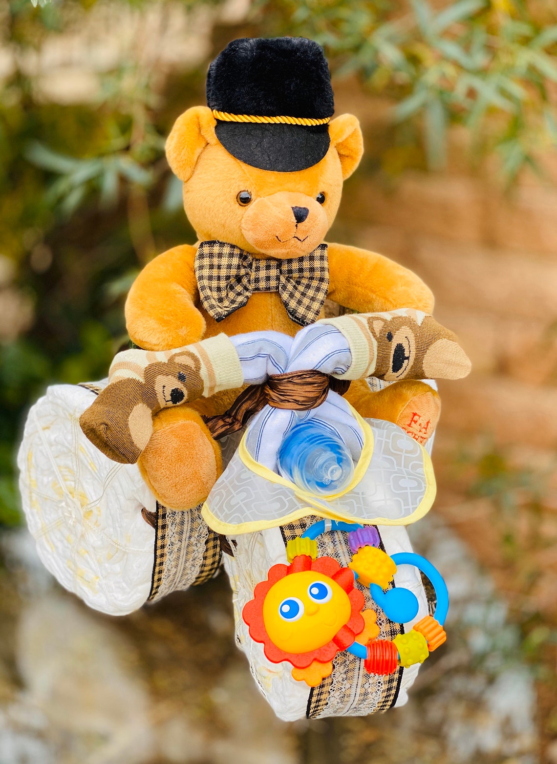 Motorcycle Diaper Cake Teddy Bear Diaper Cake Boy Diaper - Etsy