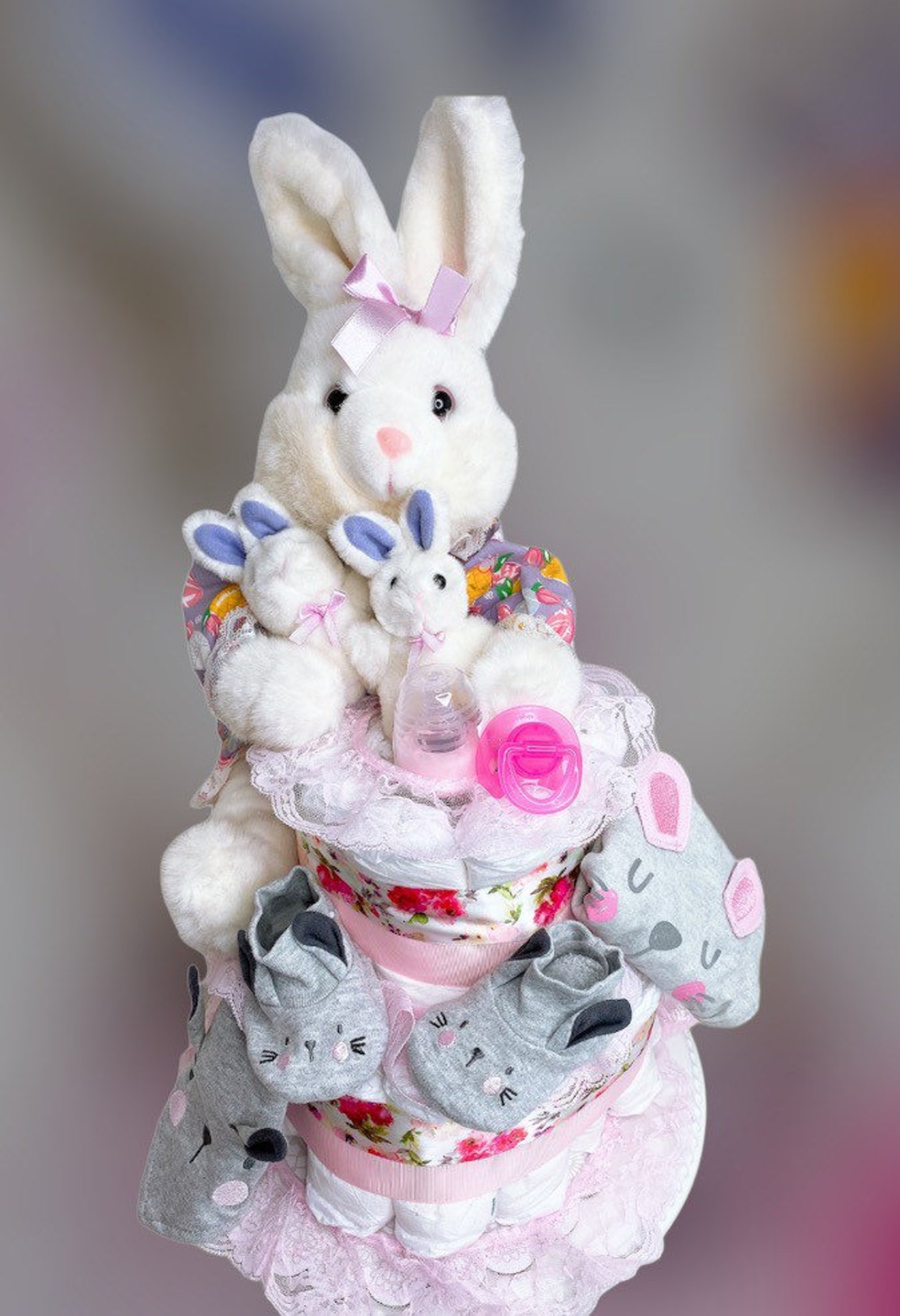 Bunny Diaper Cake Easter Diaper Cake Bunny Girl Diaper Cake - Etsy