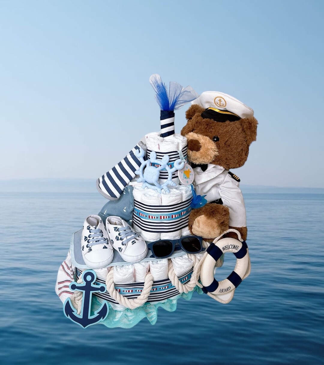 Ship Diaper Cake, Captain Boat Diaper Cake, Nautical Baby Shower ...