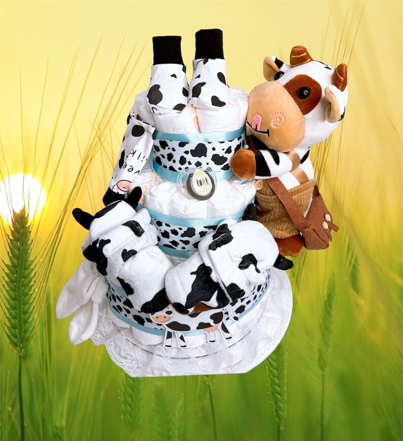 Cow Diaper Cake, Farm Baby Shower, Farm Theme, Centerpiece - Etsy