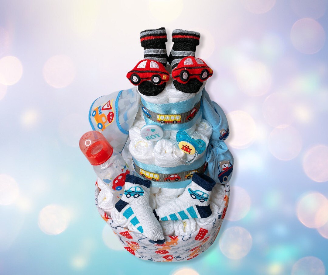 Boy Diaper Cake, Car Diaper Cake, Truck Diaper Cake, Centerpiece - Etsy