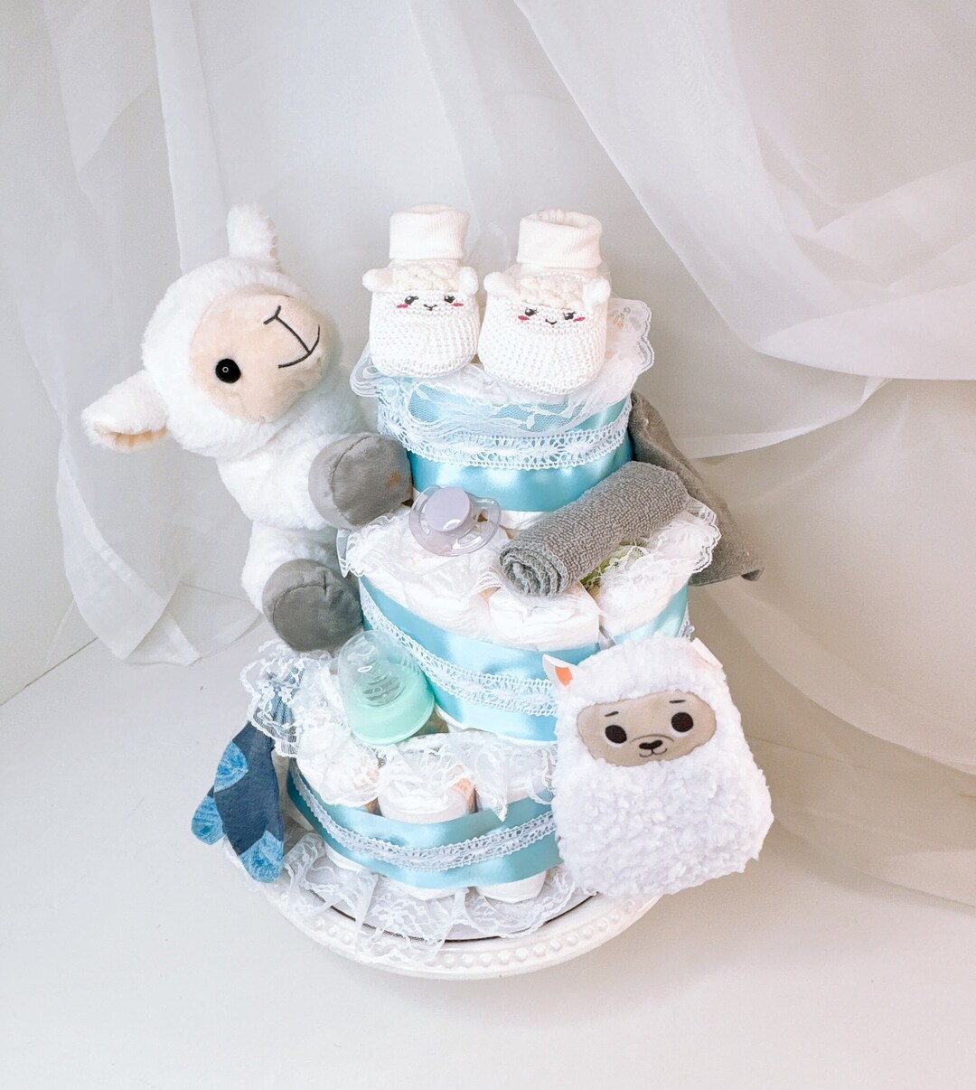 Lamb Diaper Cake: 3-tier Easter Baby Shower Centerpiece - Etsy