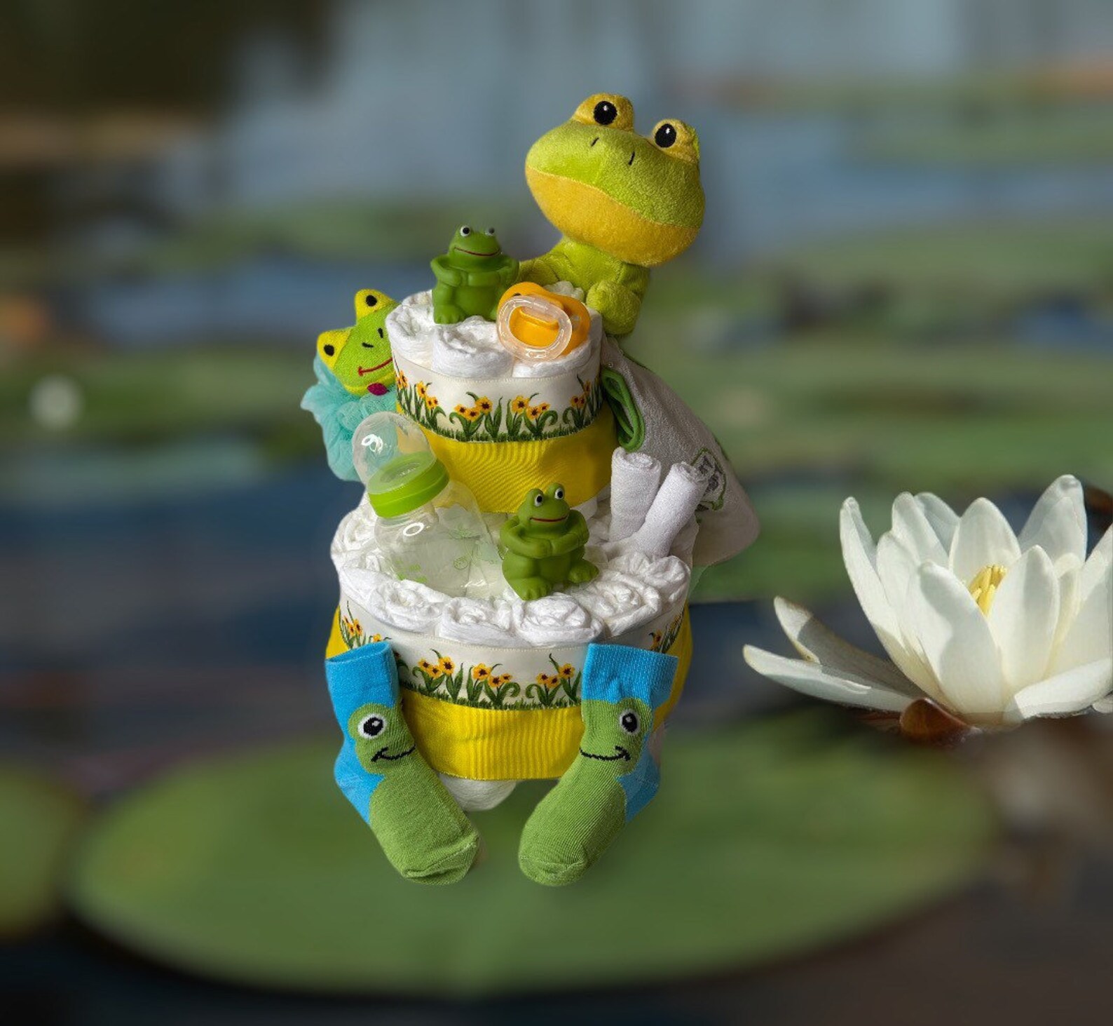 Frog Diaper Cake Boy Diaper Cake Centerpiece - Etsy