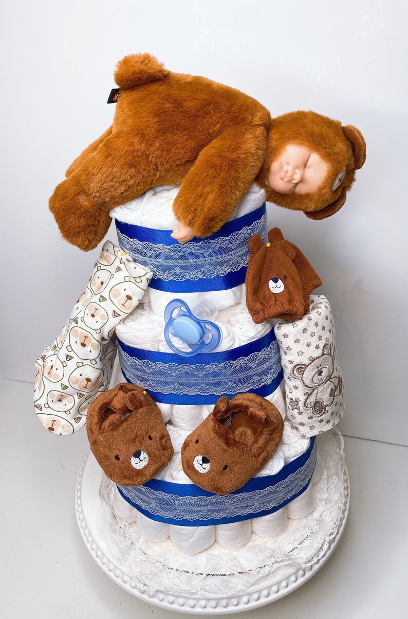 Teddy Bear Diaper Cake Bear Diaper Cake Boy Diaper Cake - Etsy