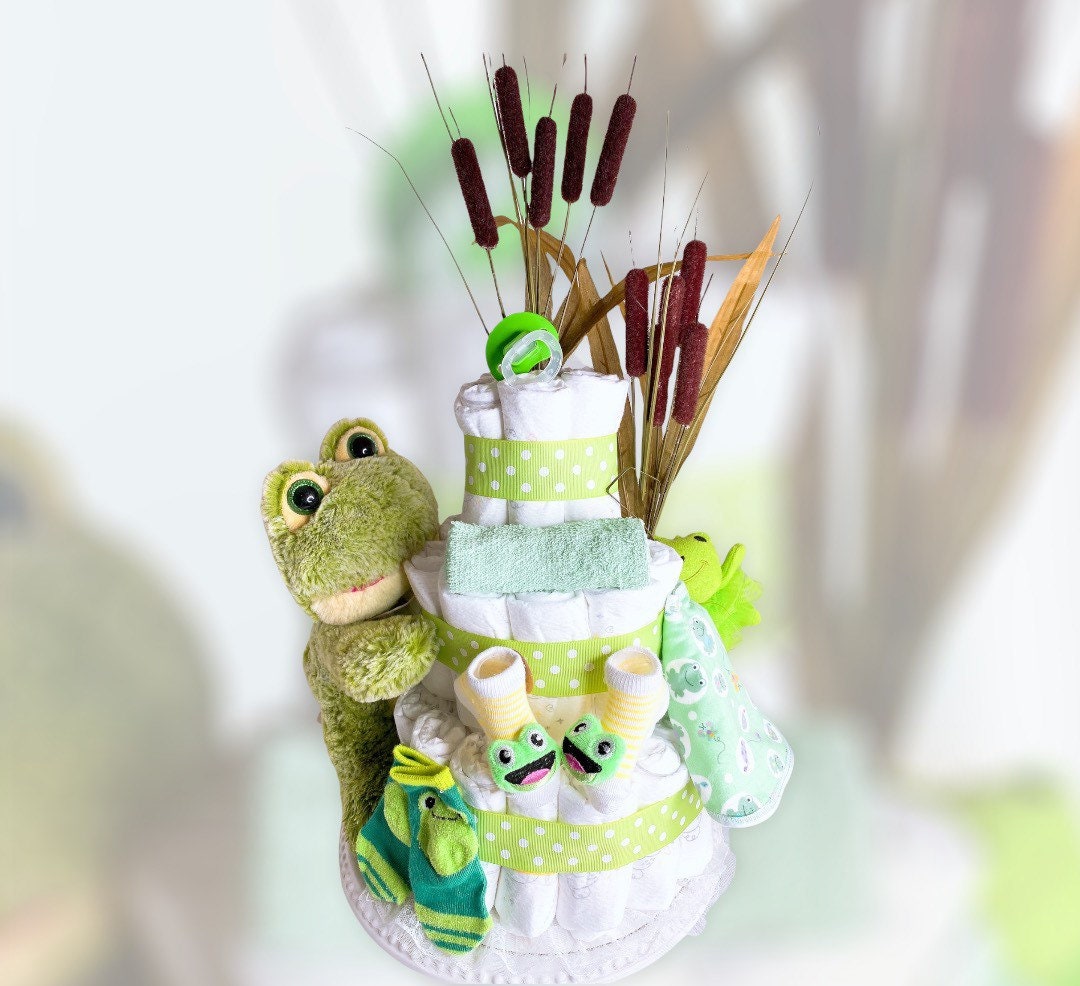 Frog Diaper Cake Frog Themed Boy Diaper Cake Centerpiece - Etsy