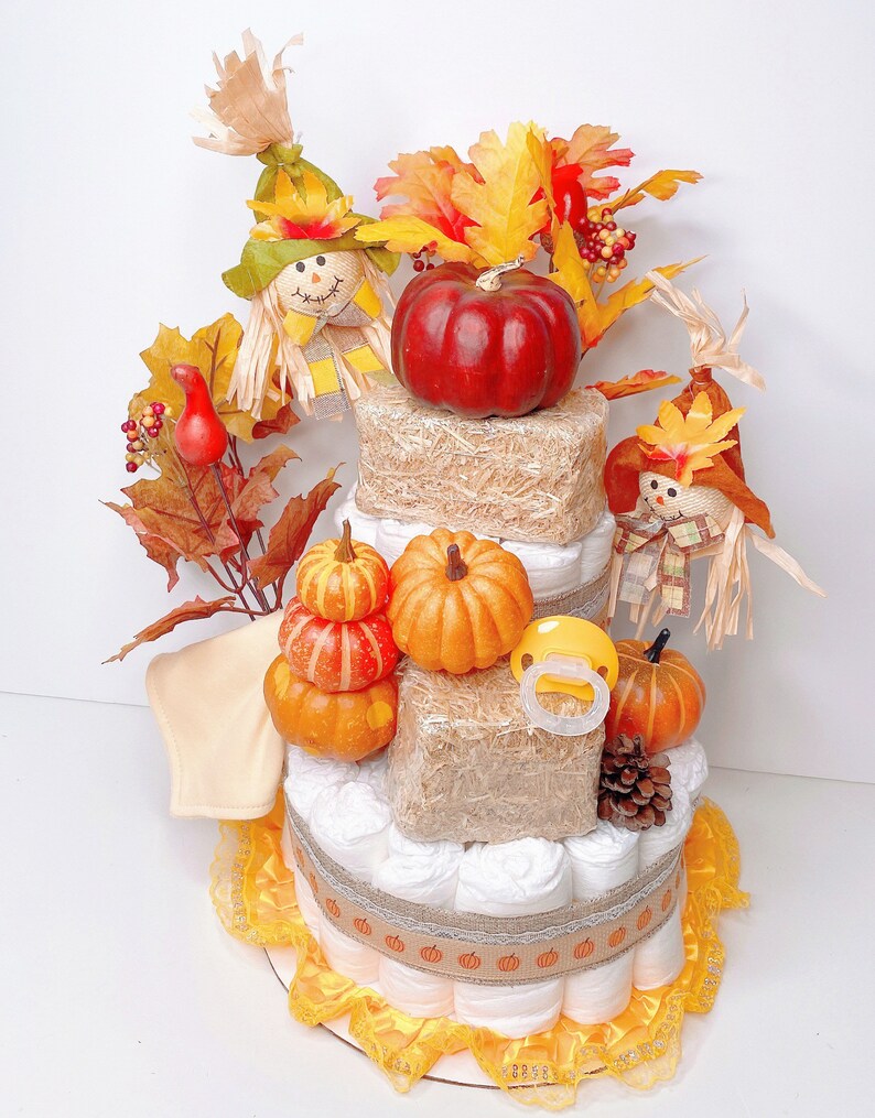 Pumpkin Diaper Cake, Fall Baby Shower, Fall Themed - Etsy