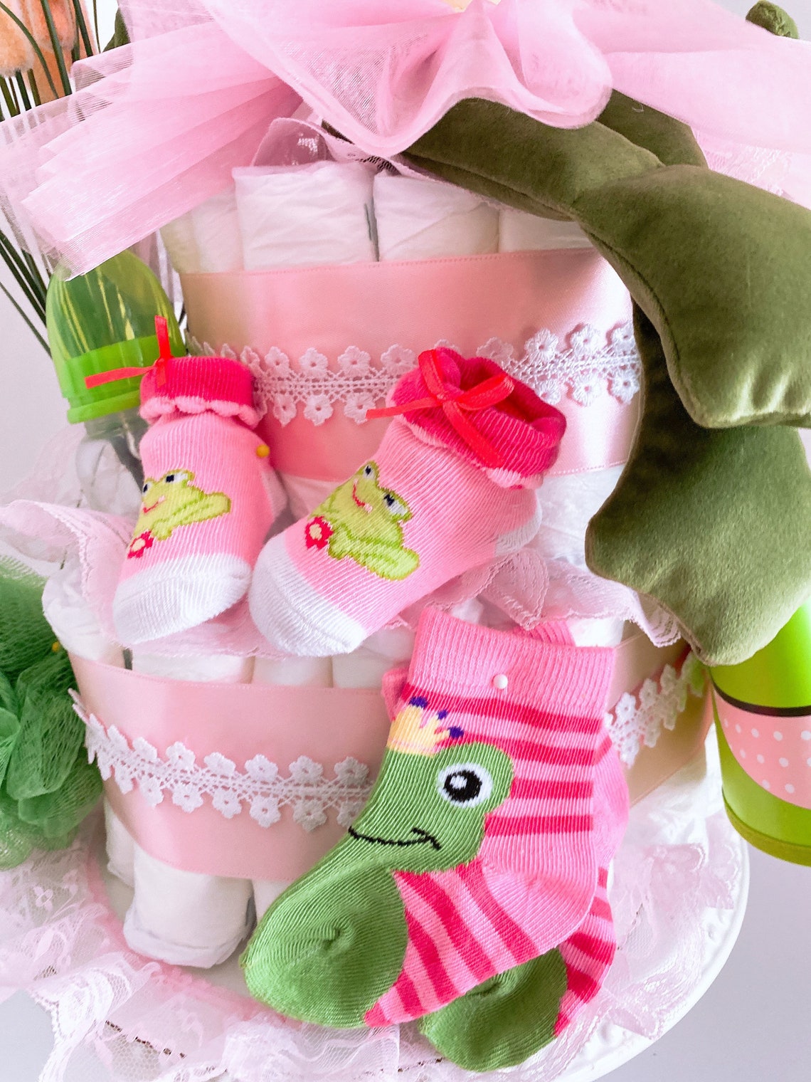 Frog Diaper Cake Frog Themed Frog Baby Shower Girl Diaper - Etsy