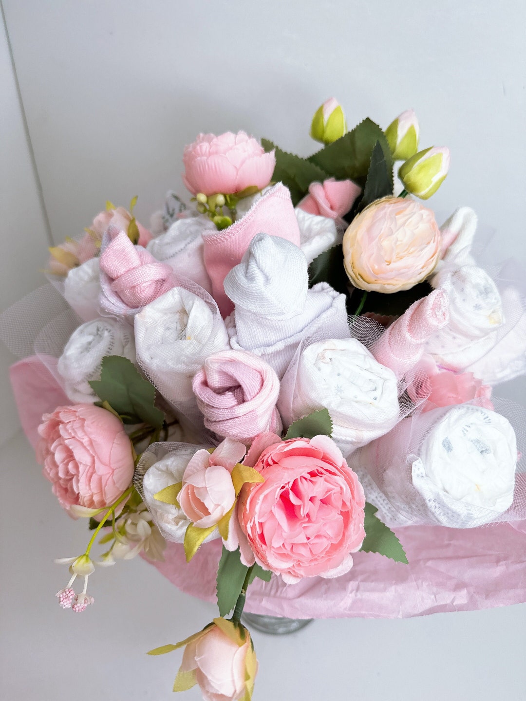Diapers Flowers Peonies Bouquet, New Mom Gift, Centerpiece - Etsy