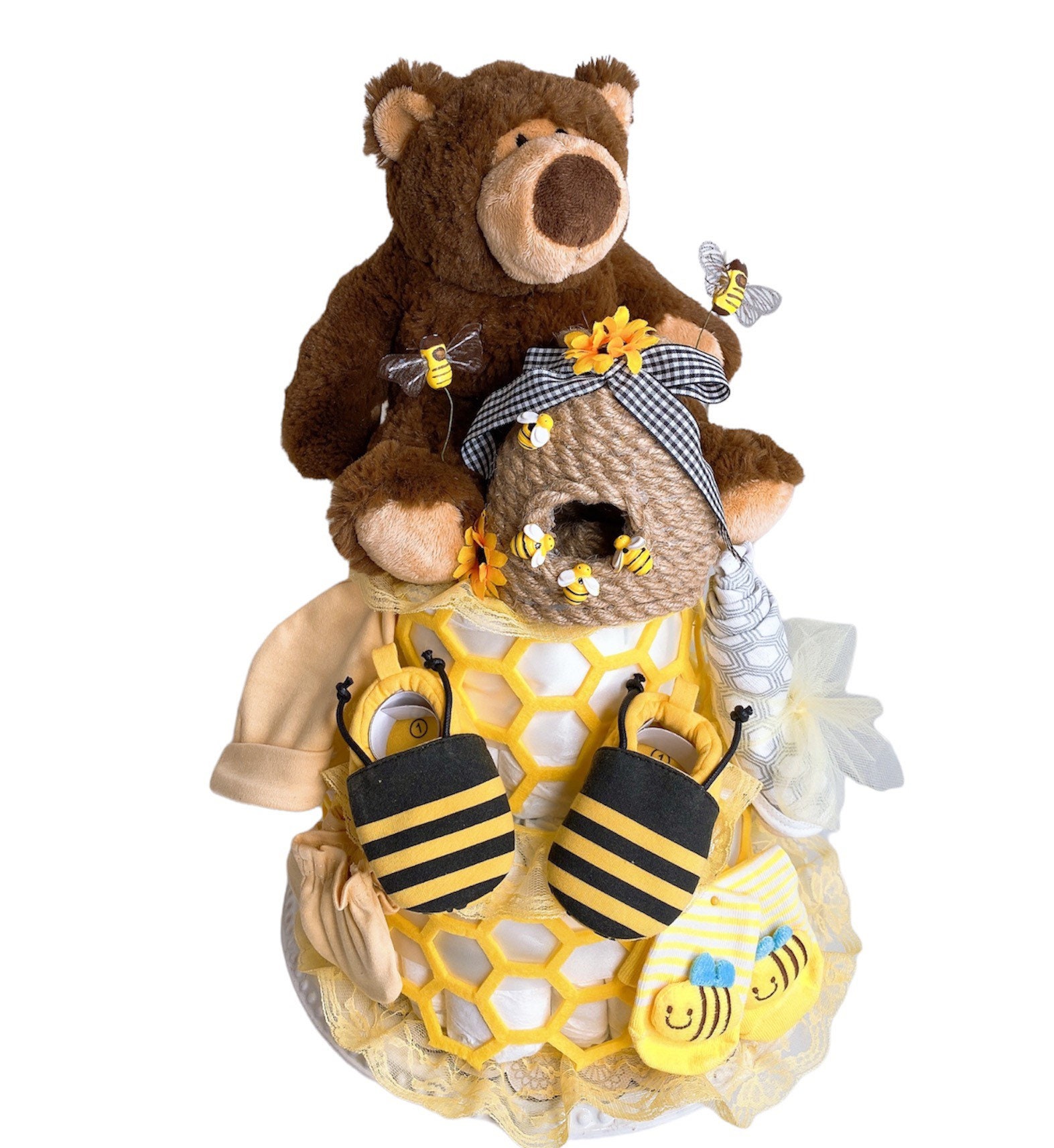 Honey Teddy Bear Diaper Cake Bee Diaper Cake Teddy Bear - Etsy