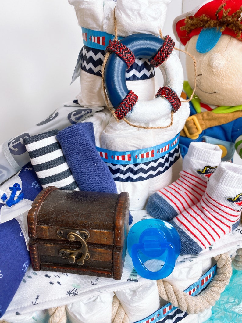 Pirate Ship Diaper Cake: Nautical Baby Shower Centerpiece - Etsy