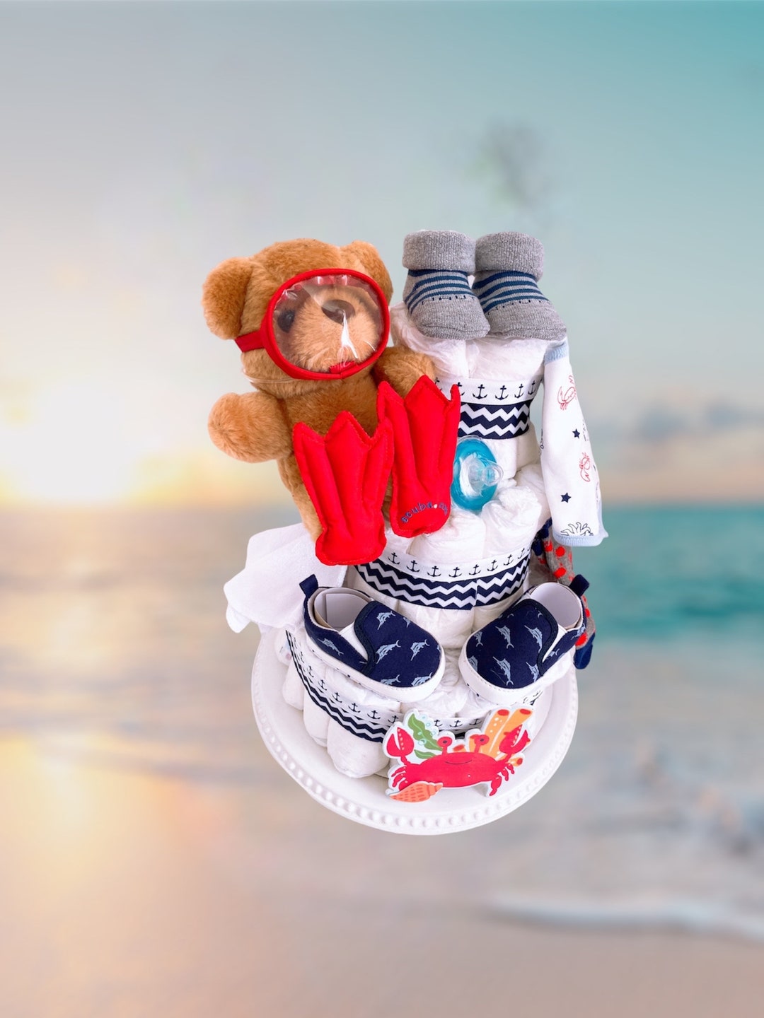 Nautical Diaper Cake, Scuba Diver Diaper Cake, Teddy Bear Diaper Cake ...