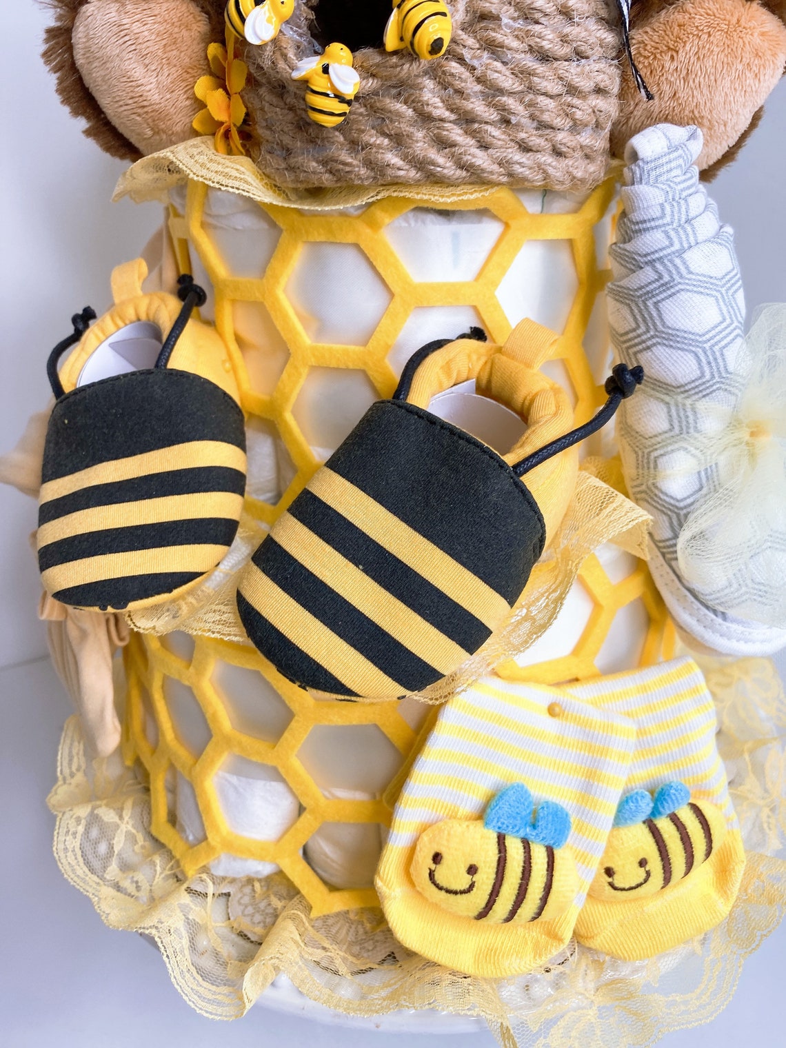 Honey Teddy Bear Diaper Cake Bee Diaper Cake Teddy Bear - Etsy