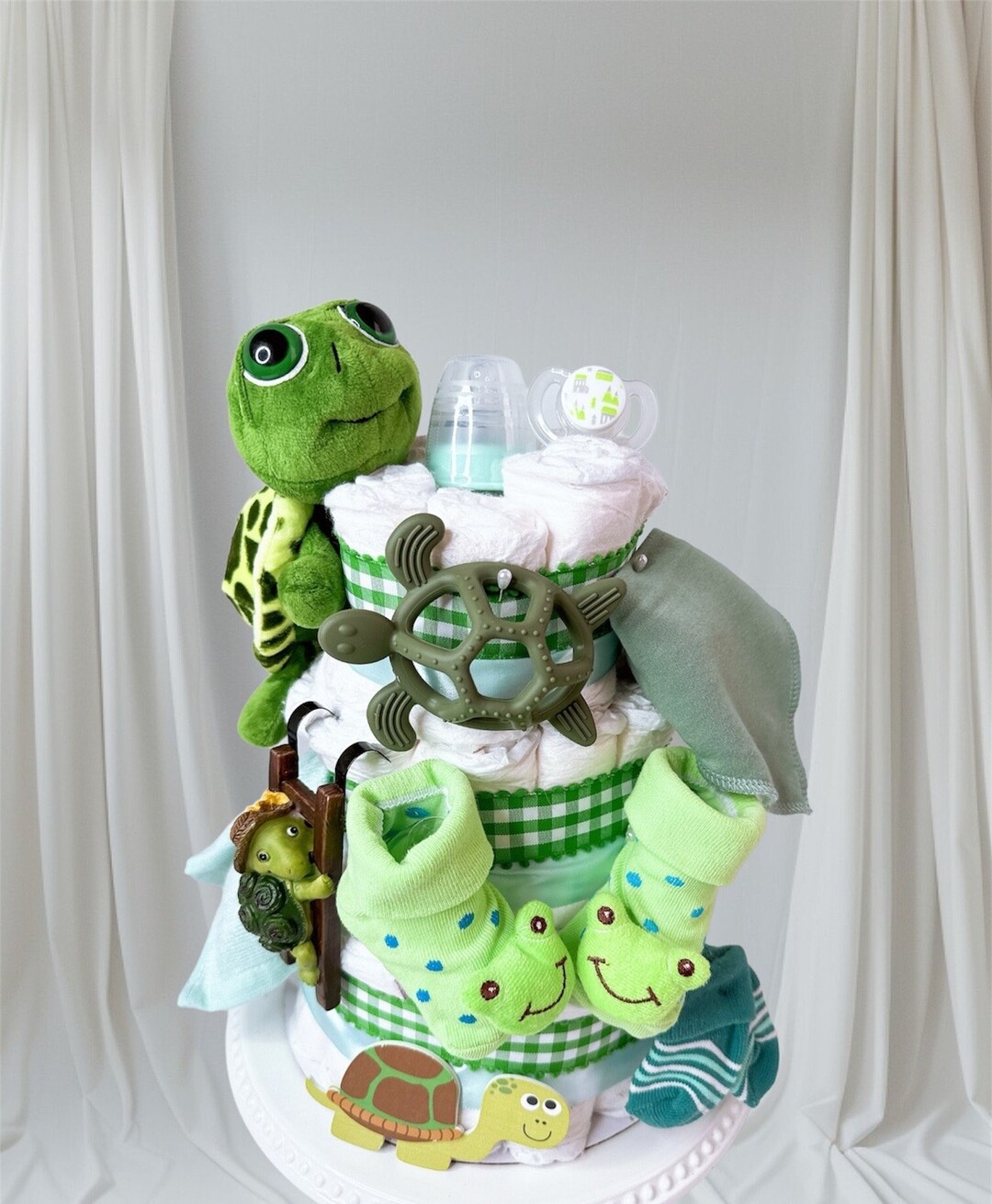 Turtle Diaper Cake, Turtle Baby Shower Gift, Turtle Theme? Unisex ...