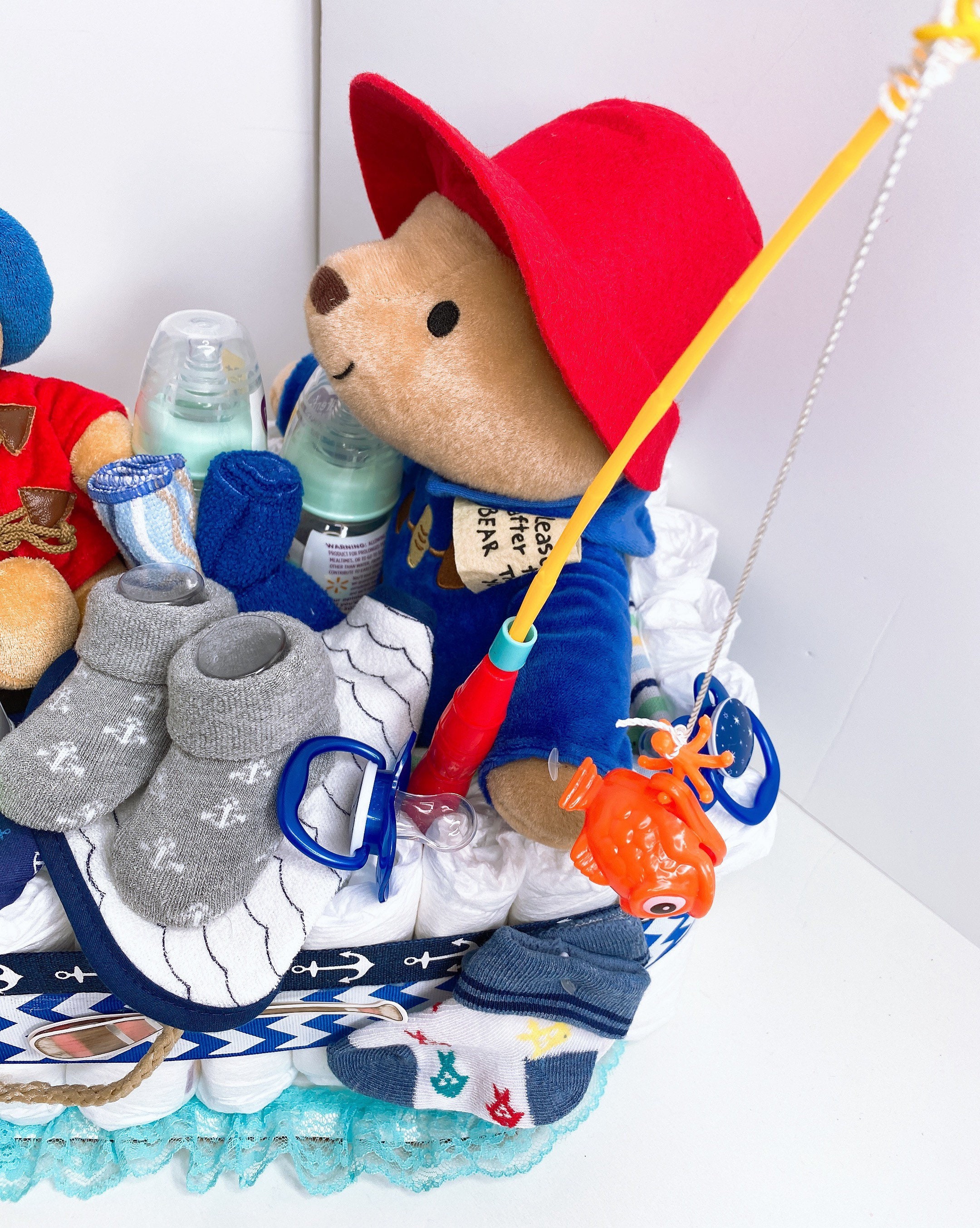 Boat Fisherman Diaper Cake Twins Diaper Cake Teddy Bears - Etsy