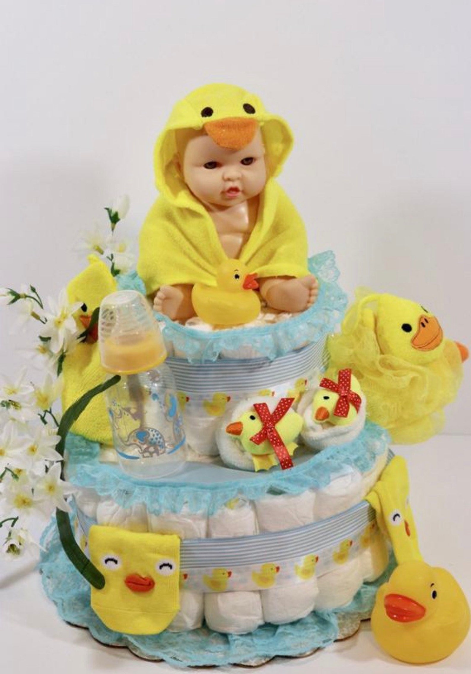 Duck Diaper Cake Neutral Diaper Cake Centerpiece | Etsy