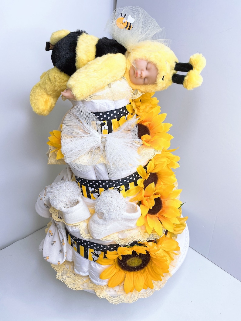 Girl Bee Diaper Cake Bumblebee Diaper Cake Bee Theme Girl - Etsy