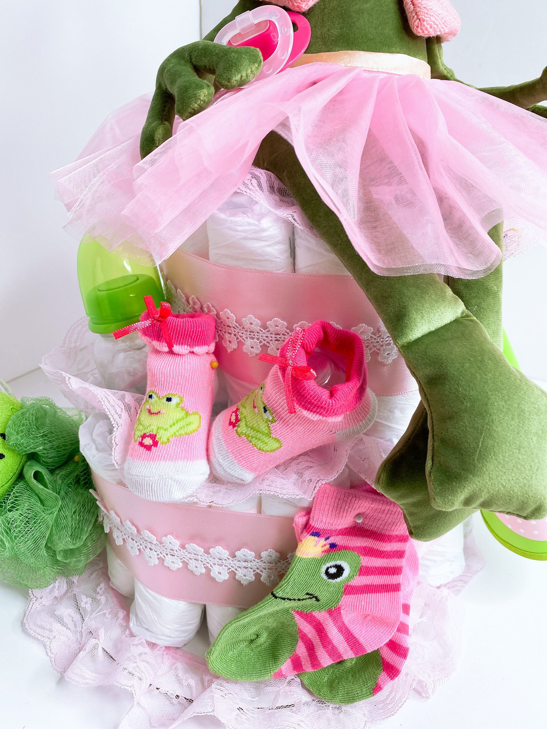 Frog Diaper Cake Frog Themed Frog Baby Shower Girl Diaper - Etsy