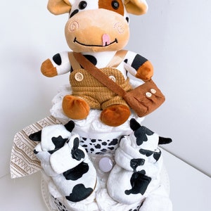Cow Diaper Cake Farm Baby Shower Farm Theme Centerpiece - Etsy