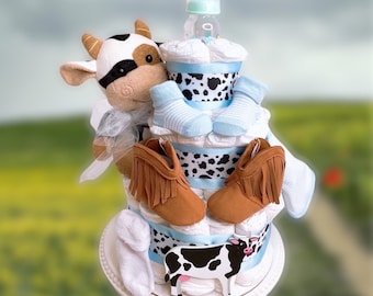 Cow Diaper Cake, Farm Baby Shower, Farm Theme, Centerpiece - Etsy