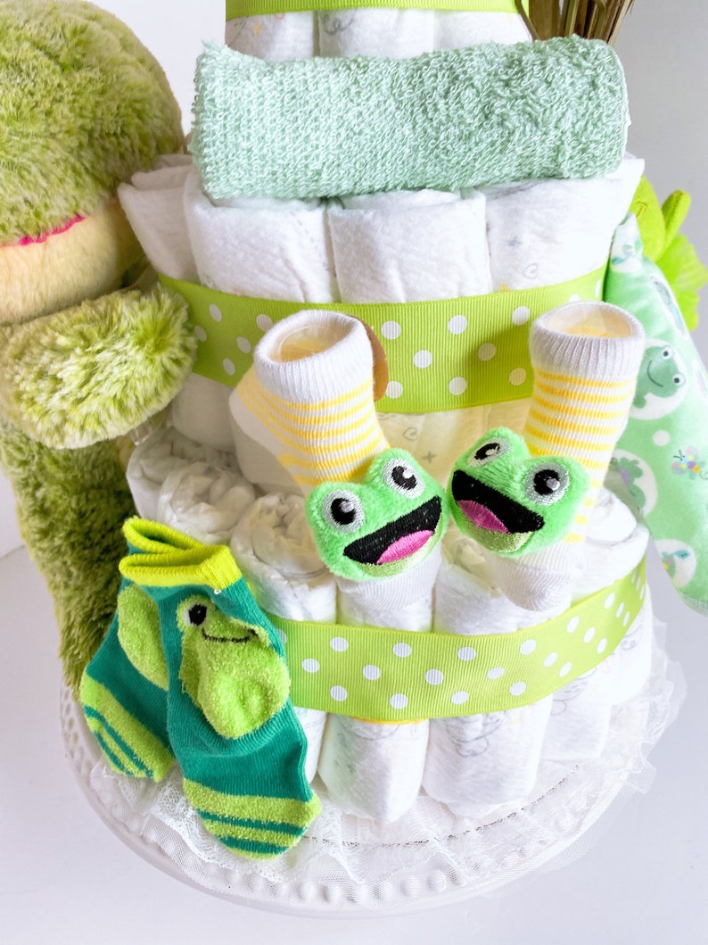 Frog Diaper Cake Frog Themed Boy Diaper Cake Centerpiece - Etsy