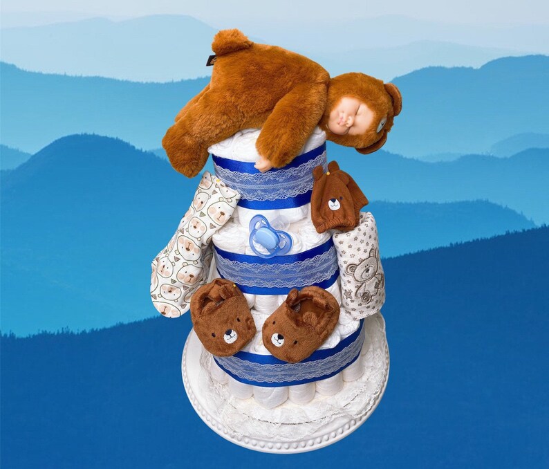 Teddy Bear Diaper Cake Bear Diaper Cake Boy Diaper Cake - Etsy