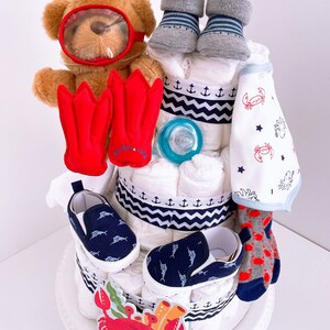 Nautical Diaper Cake, Scuba Diver Diaper Cake, Teddy Bear Diaper Cake ...