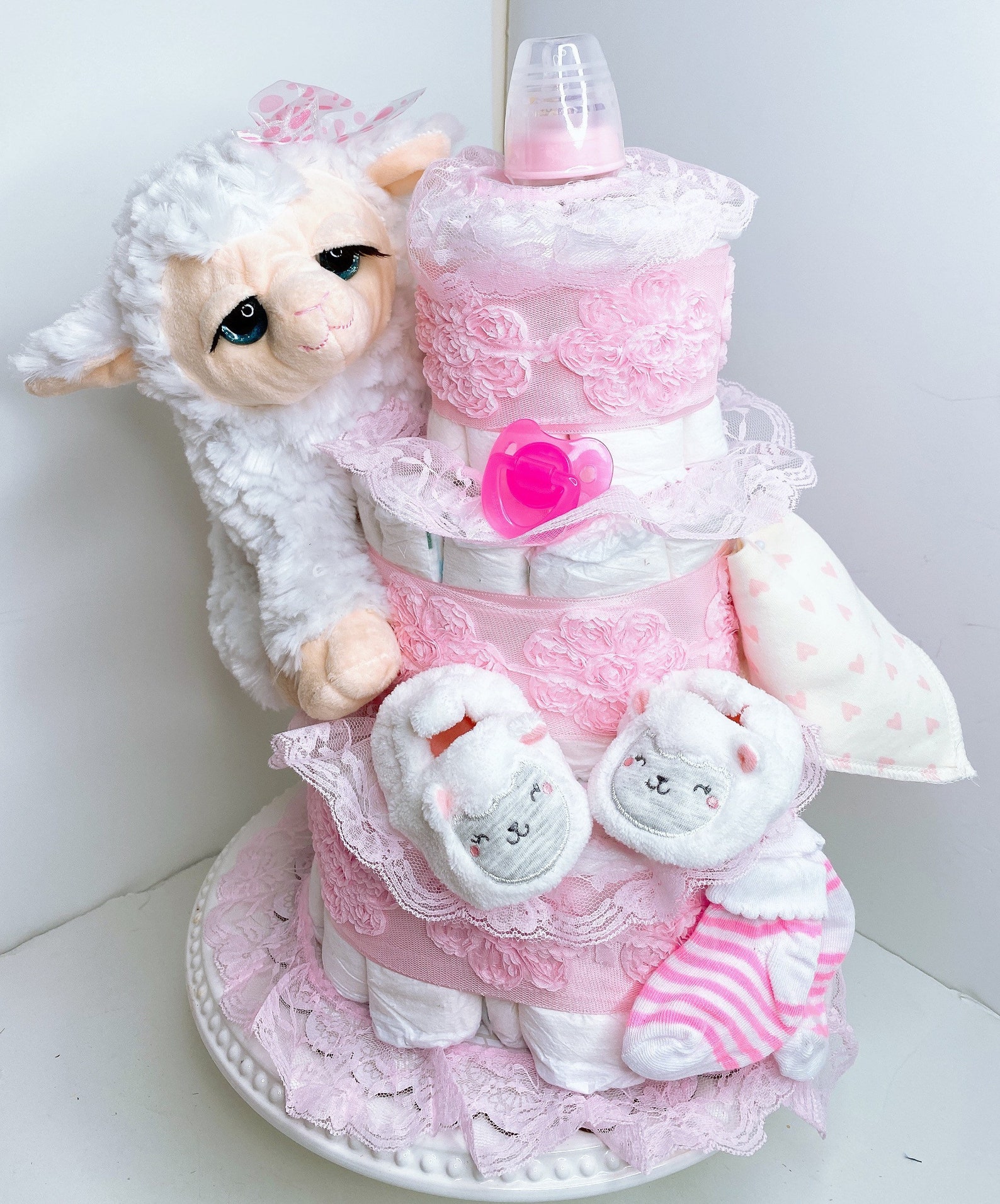 Lamb Diaper Cake Lamb Girl Diaper Cake Easter Diaper Cake - Etsy