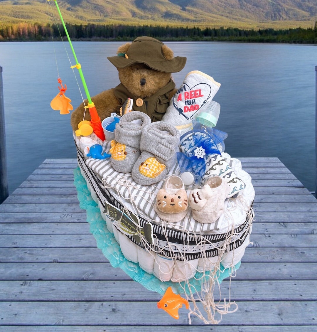 Fisherman Boat Diaper Cake Nautical Diaper Cake Centerpiece - Etsy